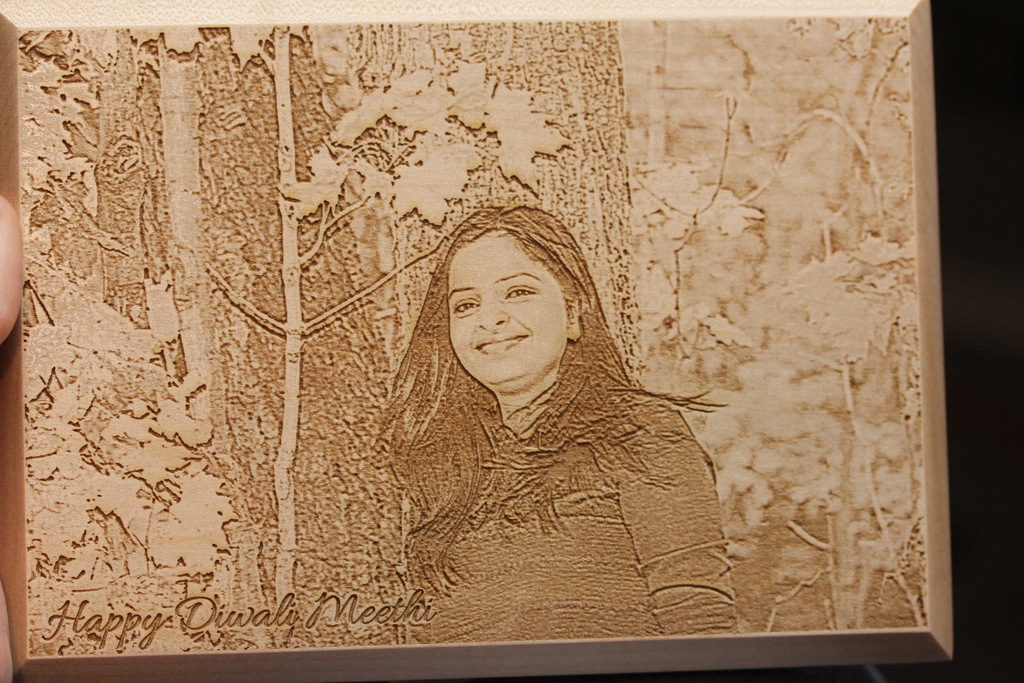 Engraved Photo On Wood In A Flash Laser IPad Laser Engraving